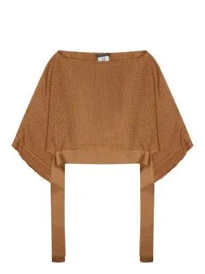 Alberta Ferretti Knitted Poncho - Brown