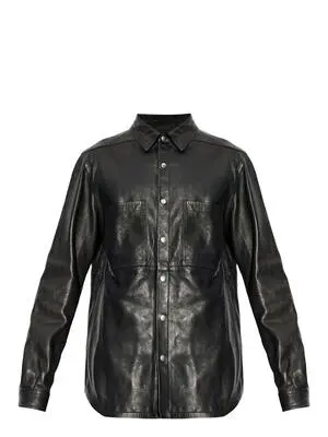 Rick Owens Leather Overshirt - Black