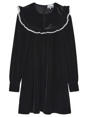 GANNI Mini Velvet Dress - Black