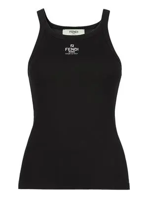 Fendi Embroidered Logo Tank Top - Black