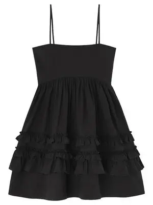 GANNI Cotton Mini Dress - Black