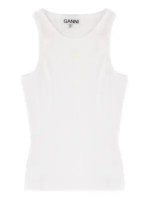 GANNI Logo Top - White