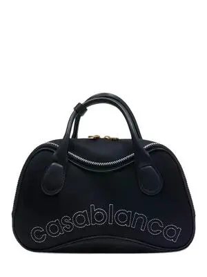 Casablanca Leather Tote Bag With Logo - Black