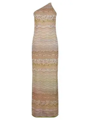 Missoni One-shoulder Chevron Midi Dress - Neutrals