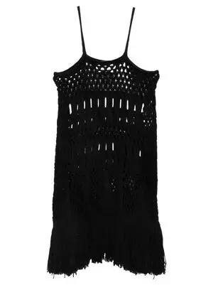 CIRCUS HOTEL Fringed-hem Midi Dress - Black