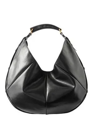 Saint Laurent Mombasa Paneled Leather Shoulder Bag - Black