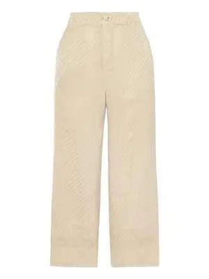 Gucci Lace-trimmed Striped Silk-jacquard Pants - Neutrals