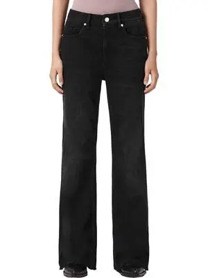 ALLSAINTS Ember Relaxed Flare Raw Hem Jeans - Washed Black