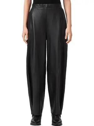 ALLSAINTS Etta Barrel Leg Leather Pants - Black