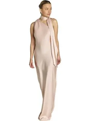 REWRITTEN One-Shoulder Satin Dress Champagne