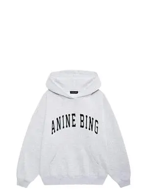 ANINE BING Hooded Sweatshirt With Logo Detail - Grey