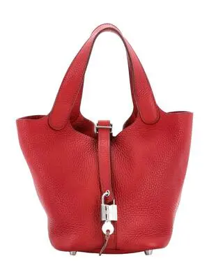 HERMES Picotin Lock Bag Clemence Pm - Rouge Garance