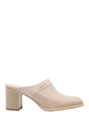 NEROGIARDINI Leather Mules With Logo Detail - Neutrals
