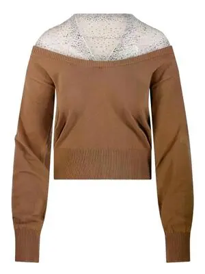 Giuseppe Di Morabito Embellished V-neck Sweater - Brown