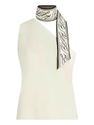 Karl Lagerfeld Scarf-detail One-shoulder Top - Neutrals