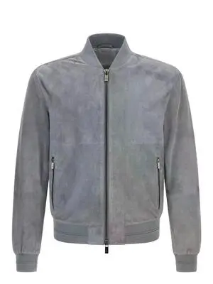 Pal Zileri Zip-up Suede Jacket - Grey
