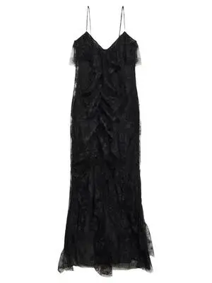 Blumarine Lace-patterned Ruffled Dress - Black