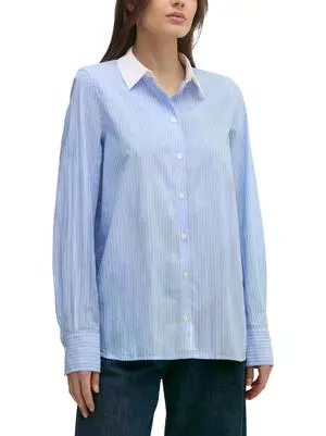 MOS MOSH Striped Button-down Shirt - Blue