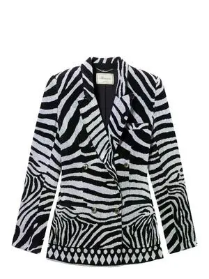 Blumarine Zebra Jacquard Double-breasted Jacket - Black