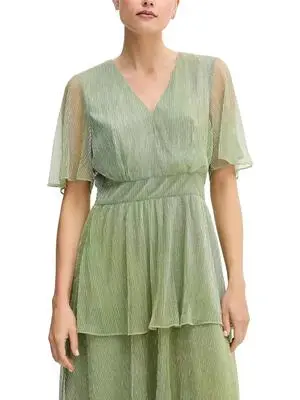 OUI Tiered V-neck Maxi Dress - Green