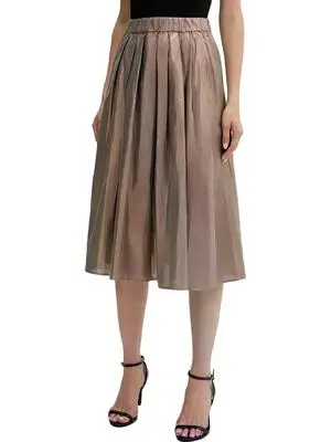 OUI Pleated Midi Skirt - Brown