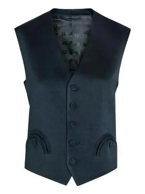 BLAZÉ MILANO Buttoned Flap Pocket Vest - Blue