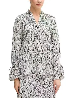 MARC AUREL Ruffled Snake-print Shirt - White