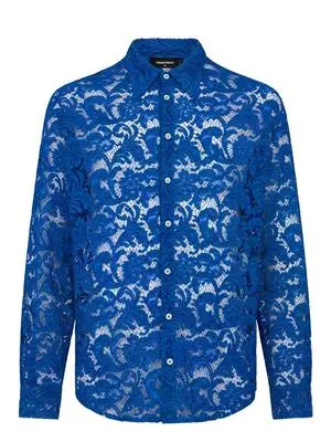 Dsquared2 Rebrodé-lace Long-sleeve Shirt - Blue
