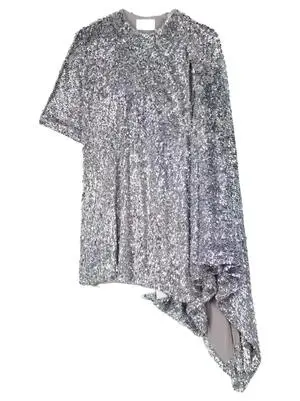 Coperni Zero Draped Asymmetric Dress - Silver
