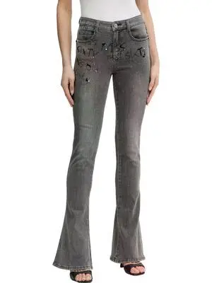 Miss Sixty Front-embellished Flared Jeans - Grey