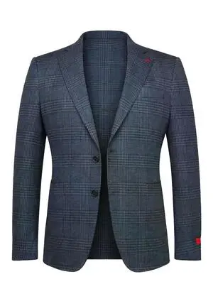Isaia Plaid Houndstooth Blazer - Blue