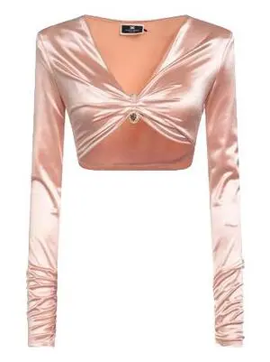 Elisabetta Franchi Crop Top With Appliqués - Pink
