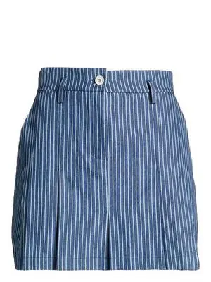 HAVEONE Mini Pleated Striped Cotton Skirt - Navy