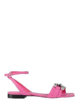 BERVICATO Leather Sandals With Appliqués - Fuchsia