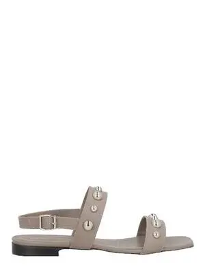 BERVICATO Leather Ankle Strap Sandals Grey