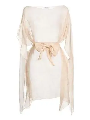 HOPPER Silk Tie-dyed Kaftan Top - Beige