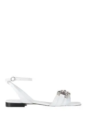 BERVICATO Leather Sandals With Appliqués - White