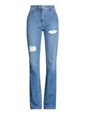 Moschino Flared Jeans With Embroidered Logo - Blue