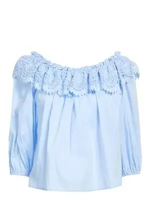 LIU •JO Poplin Top With Lace - Blue