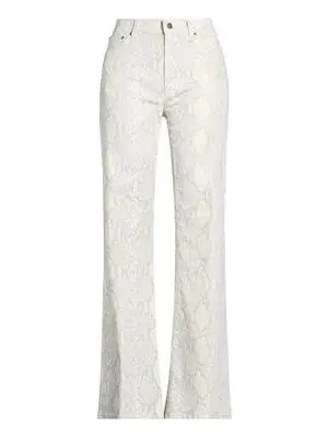 DOUUOD Flared Cotton & Elastane Pants With Snakeskin Print - Light Grey