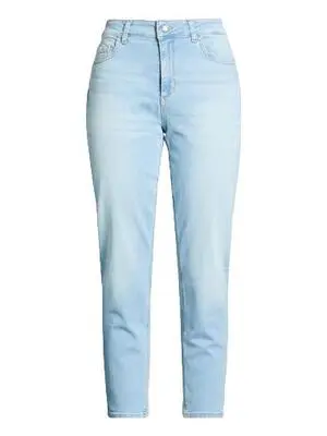 LIU •JO Tapered Jeans With Leather Trims - Blue