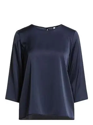 Imperial Satin Top With Cutout Detail Navy