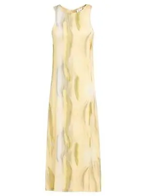 VILA Midi Tie-dyed Flared Dress - Yellow