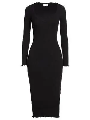 REBEL QUEEN BY LIU •JO Midi Ribbed-knit Bodycon Dress - Black