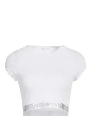 Patrizia Pepe Ribbed Jersey Crop Tee - White