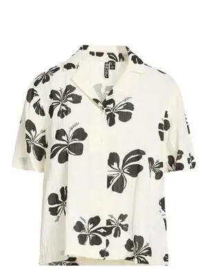 PIECES Organic Cotton Floral Print Shirt - White