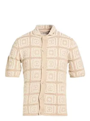 ONLY & SONS Cotton Crochet-Knit Cardigan Beige