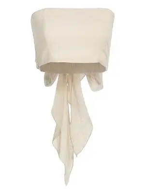 PIECES Cotton Crop Top - Beige