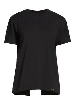 Blumarine Jersey T-shirt With Lace Trims - Black