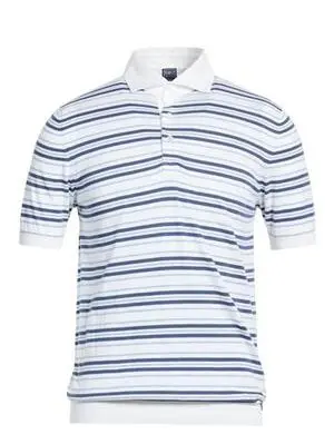 Fedeli Striped Cotton Polo Shirt - Blue